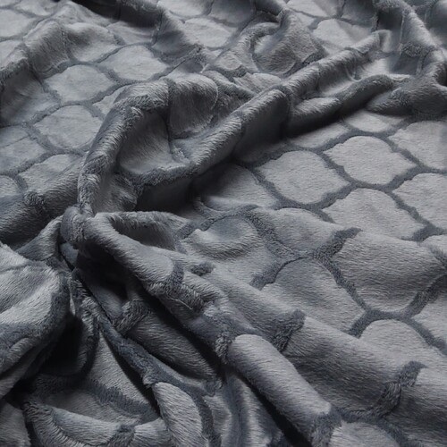 Embossed Dark Grey, Lattice Minky